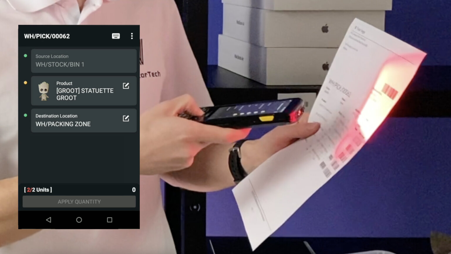 How to pick orders in Odoo using barcode scanner and Ventor